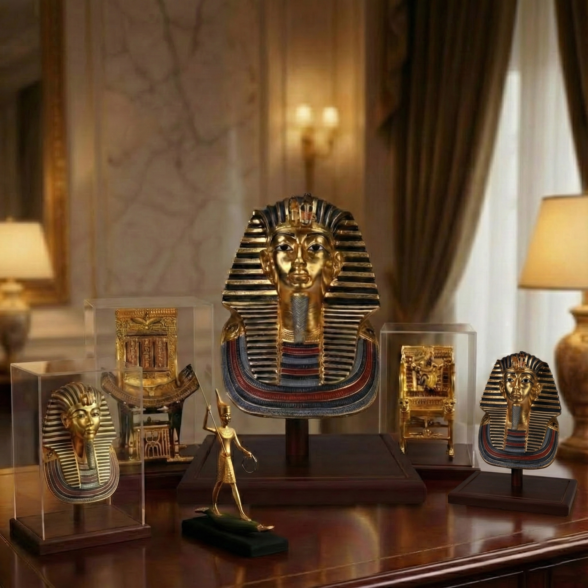 Goldene Maske des Königs Tutanchamun, 20 cm – Nile & Stone